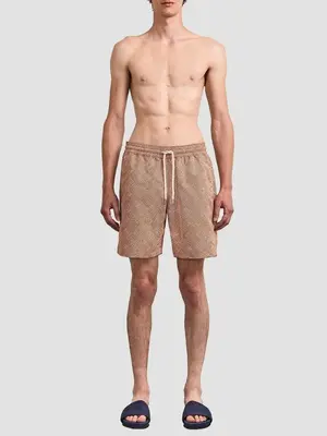 Frescobol Carioca Santos Madeira Printed Swim Shorts