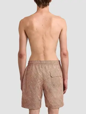 Frescobol Carioca Santos Madeira Printed Swim Shorts