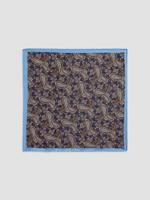 SAKS FIFTH AVENUE Collection Paisley Silk Pocket Square - Blue