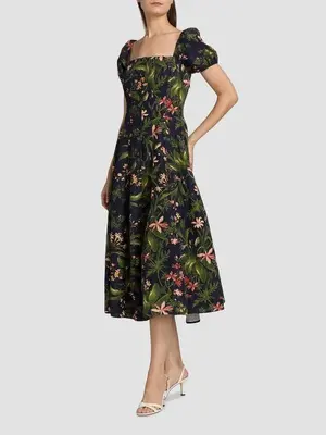 Paige Lindi Silk-linen Midi-dress