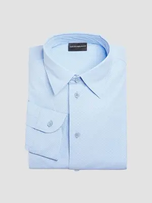 Emporio Armani Micro-printed Jersey Button-front Shirt - Blue