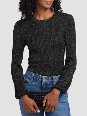 Paige Adela Metallic Rib-knit Sweater