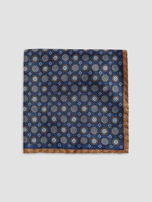 SAKS FIFTH AVENUE Collection Octagon Silk Pocket Square - Navy