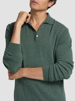 SAKS FIFTH AVENUE Collection Cashmere Long-sleeve Polo Sweater