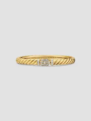 David Yurman Sculpted Cable Buckle Bracelet In 18k Yellow Gold - Diamond