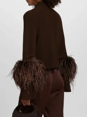 Lapointe Merino Wool Feather-trimmed Sweater