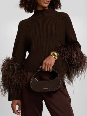 Lapointe Merino Wool Feather-trimmed Sweater