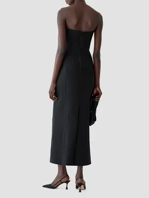 Carolina Herrera Floral Brooch-detailed Stretch Wool Gown
