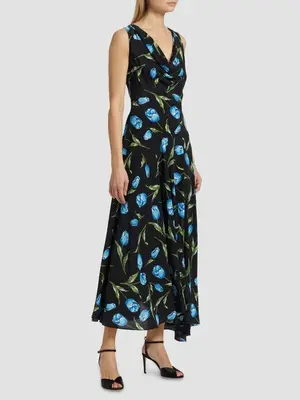 RODARTE Tulip Silk Crepe Asymmetrical Midi-dress