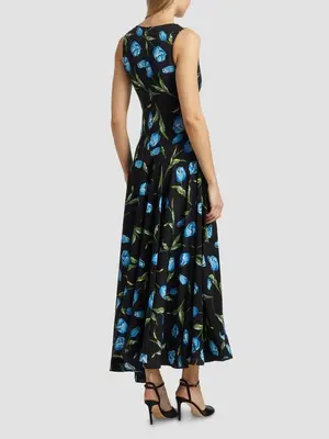 RODARTE Tulip Silk Crepe Asymmetrical Midi-dress