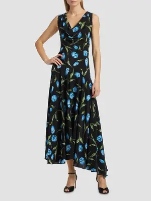 RODARTE Tulip Silk Crepe Asymmetrical Midi-dress