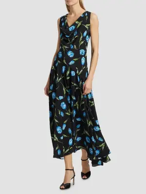 RODARTE Tulip Silk Crepe Asymmetrical Midi-dress