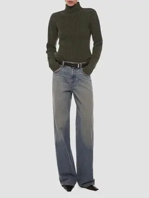 Helmut Lang Rib-knit Wool Sweater - Thyme