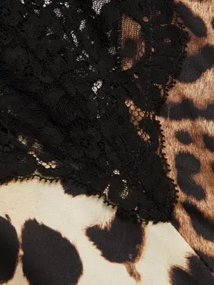 RODARTE Leopard Print Silk Lace-trim Maxi Dress