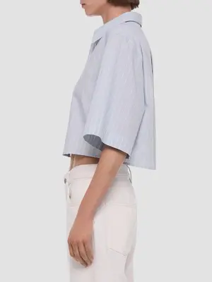 Helmut Lang Striped Cotton-blend Crop Trench Shirt