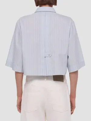Helmut Lang Striped Cotton-blend Crop Trench Shirt