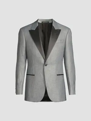 Emporio Armani Satin-lapel Woven Dinner Jacket - Gray