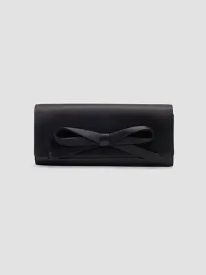 Carolina Herrera Margaret Bow Satin Clutch - Black