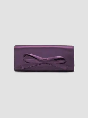 Carolina Herrera Margaret Bow Satin Clutch - Plum