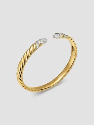 David Yurman Sculpted Cable X Cuff Bracelet In 18k Yellow Gold