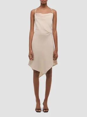 Helmut Lang Knot Open Back Asymmetric Mini-slipdress