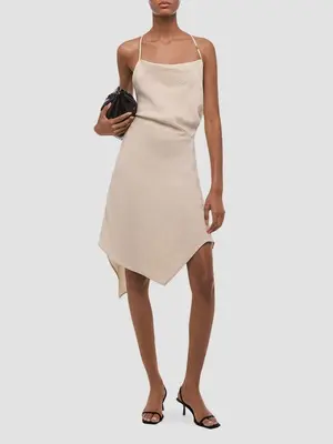 Helmut Lang Knot Open Back Asymmetric Mini-slipdress