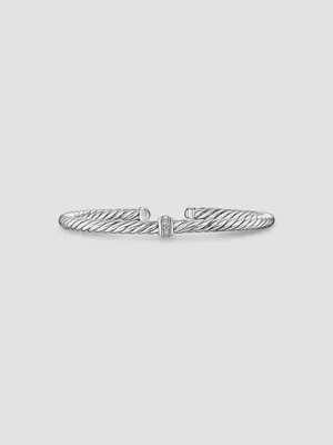 David Yurman Cable Flex Station Bracelet In Sterling - Diamond
