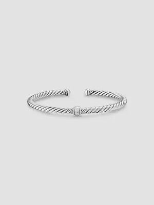 David Yurman Cable Flex Station Bracelet In Sterling - Diamond
