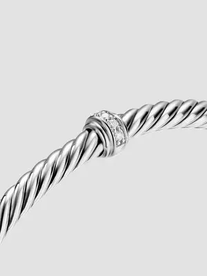 David Yurman Cable Flex Station Bracelet In Sterling - Diamond