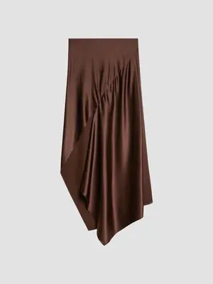 Helmut Lang Silk Satin Asymmetric Midi Skirt - Serra