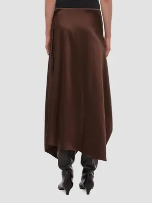 Helmut Lang Silk Satin Asymmetric Midi Skirt - Serra