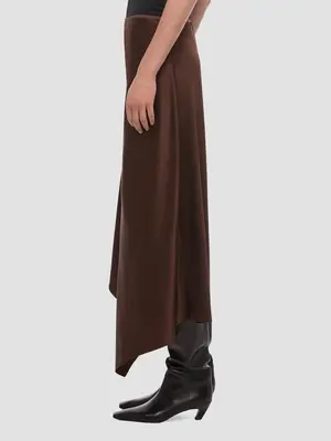 Helmut Lang Silk Satin Asymmetric Midi Skirt - Serra