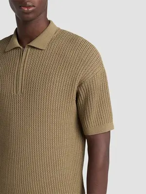 Giorgio Armani Rib-knit Short-sleeve Polo Shirt