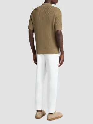 Giorgio Armani Rib-knit Short-sleeve Polo Shirt