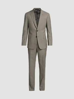 Giorgio Armani Windowpane Plaid Wool Suit - Tan