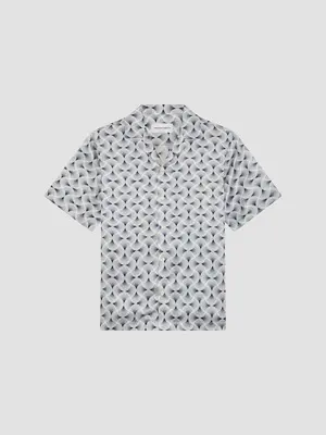 Frescobol Carioca Roberto Espiral Print Silk Shirt - Navy