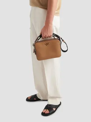 Prada Saffiano Leather Crisscross Slides