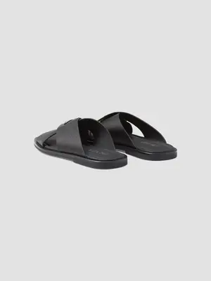 Prada Saffiano Leather Crisscross Slides
