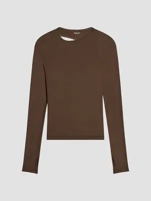 Helmut Lang Asymmetrical Cut-out Jersey Top - Bark