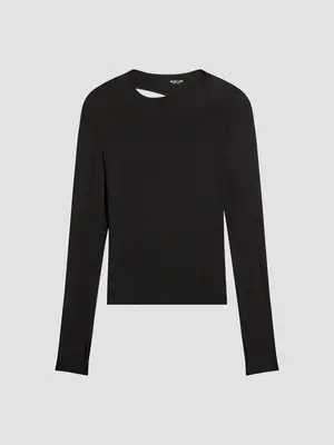 Helmut Lang Asymmetrical Cut-out Jersey Top - Black