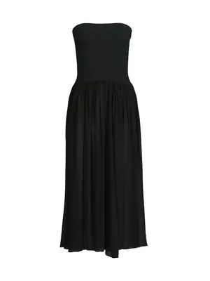 Hunza G Strapless Hybrid Midi-dress - Black