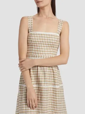 REFORMATION Everett Gingham Linen Midi-dress