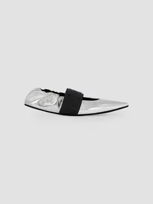 Givenchy Crush Ballerinas In Wrinkled-effect Metallic Leather - Silvery
