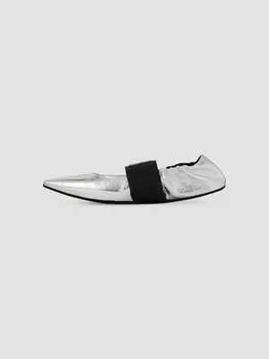 Givenchy Crush Ballerinas In Wrinkled-effect Metallic Leather - Silvery