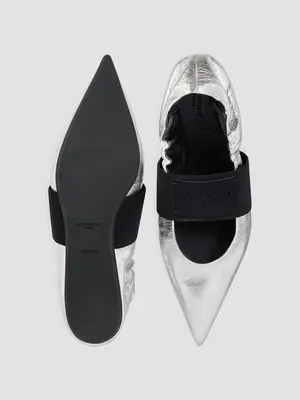 Givenchy Crush Ballerinas In Wrinkled-effect Metallic Leather - Silvery