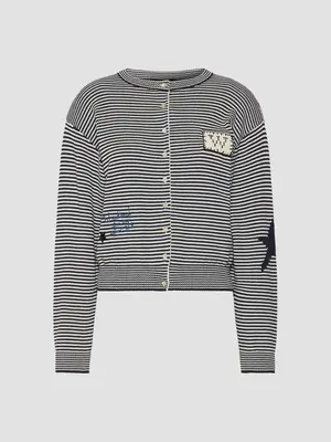Max Mara Inlay Detail Cotton Yarn Cardigan - Multicolor