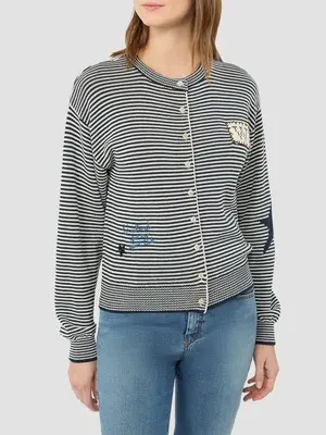 Max Mara Inlay Detail Cotton Yarn Cardigan