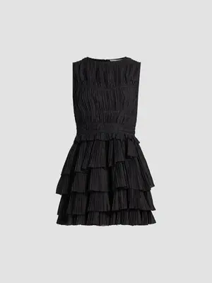 Sea Thalia Pleated Sleeveless Minidress - Black