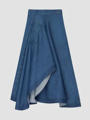 Givenchy Long Asymmetric Skirt In Denim