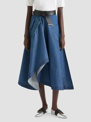 Givenchy Long Asymmetric Skirt In Denim